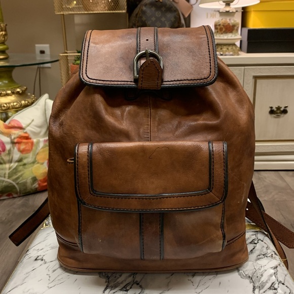 Fossil | Bags | Rare Vintage Fossil Keyhole Brown Genuine Leather ...